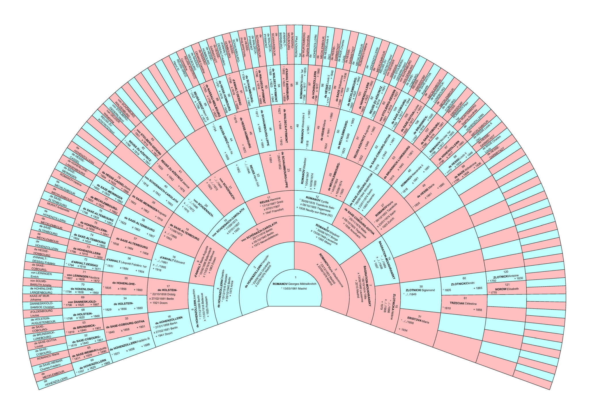 Arbre éventail 8 générations A1+ 80 gr (91,40 X 61) - Imprimez vos arbres - Vos arbres ...