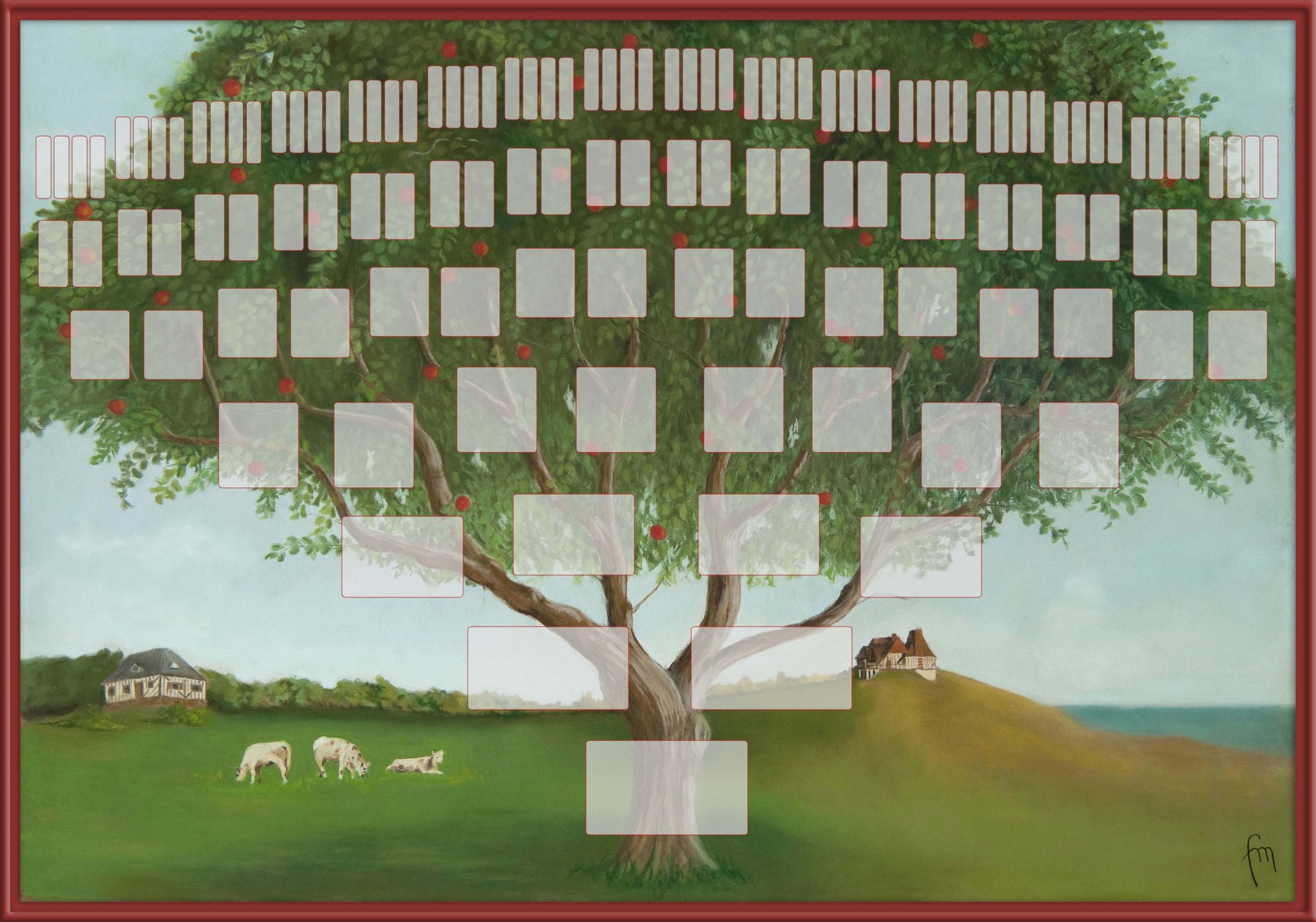 Arbre 7 générations Pommier - Imprimez vos arbres - Vos arbres généalogiques en très grand format